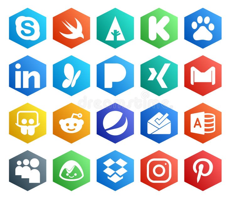 20 Social Media Icon Pack Including Microsoft Access. Pepsi. Pandora ...