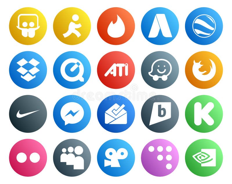 20 Social Media Icon Pack Including Myspace. Kickstarter. Waze ...