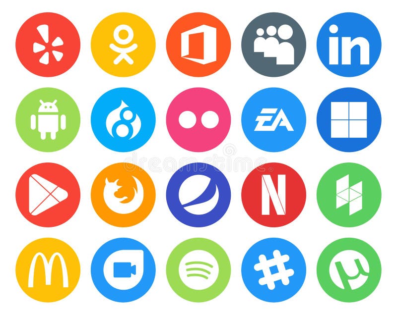 20 Social Media Icon Pack Including Netflix. Browser. Electronics Arts ...
