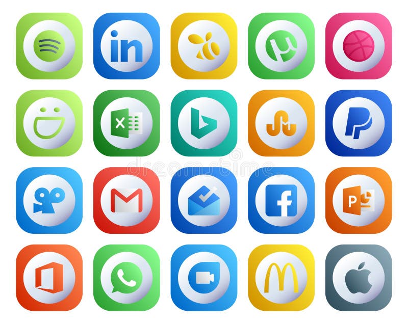 20 Social Media Icon Pack Including Office. Facebook. Stumbleupon ...