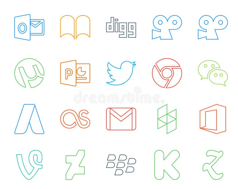20 Social Media Icon Pack Including Office. Mail. Chrome. Email ...