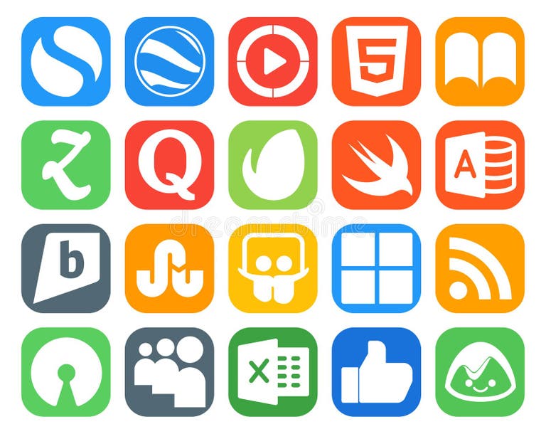 20 Social Media Icon Pack Including Open Source. Microsoft. Question ...