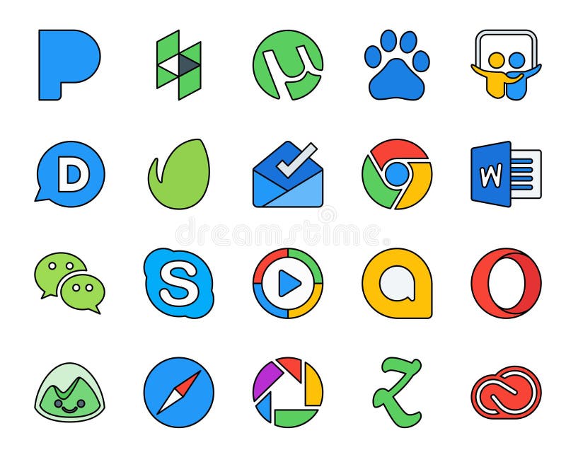 20 Social Media Icon Pack Including Opera. Video. Chrome. Windows Media ...
