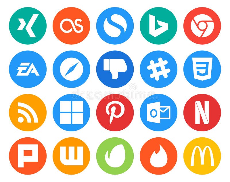 20 Social Media Icon Pack Including Outlook. Microsoft. Safari. Rss ...