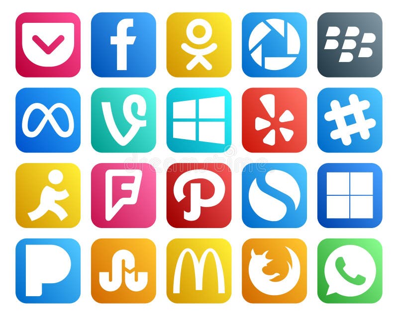20 Social Media Icon Pack Including Pandora. Simple. Windows. Path ...