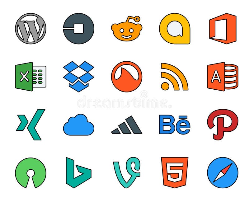 20 Social Media Icon Pack Including Path. Adidas. Excel. Icloud ...