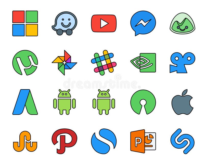 20 Social Media Icon Pack Including Path. Apple. Slack. Open Source ...