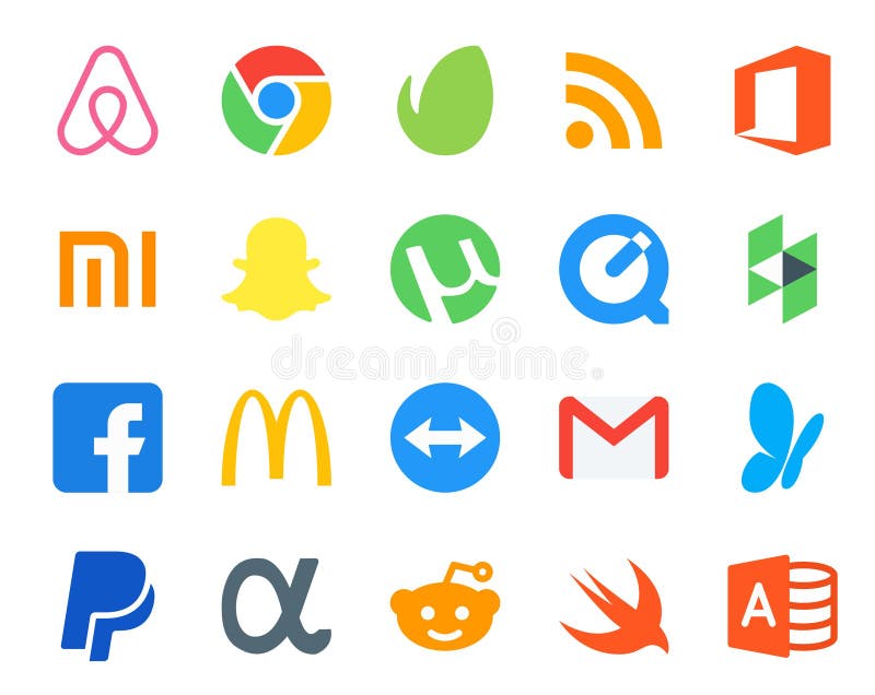 20 Social Media Icon Pack Including Paypal. Mail. Quicktime. Email ...
