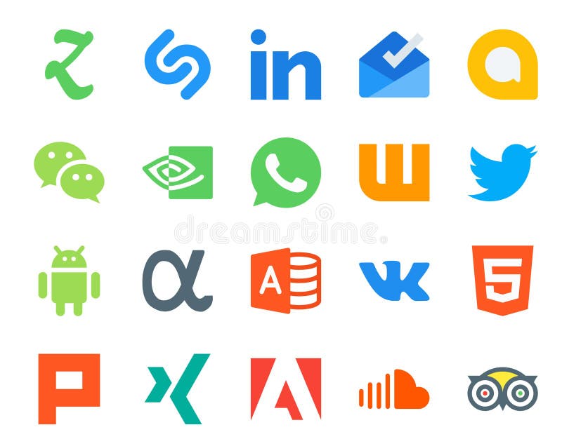 20 Social Media Icon Pack Including Plurk. Vk. Whatsapp. Microsoft ...