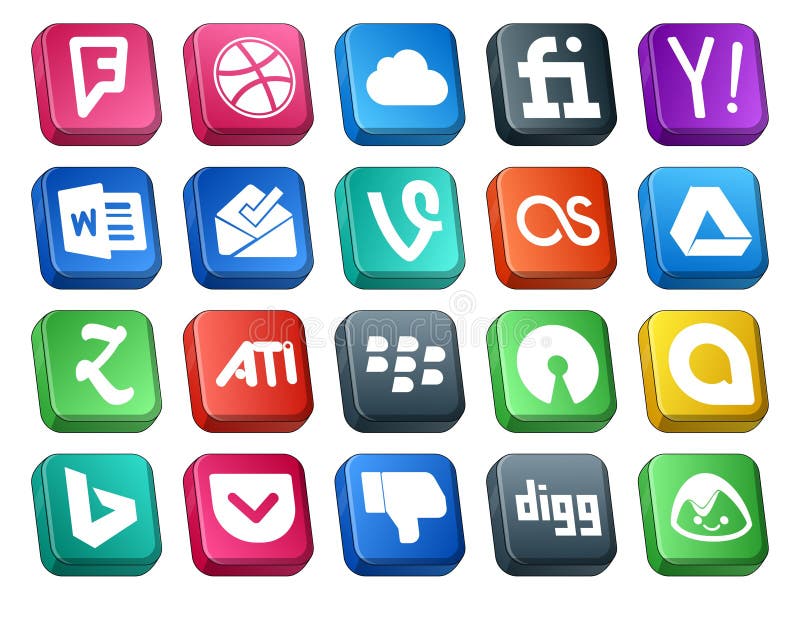 20 Social Media Icon Pack Including Pocket. Google Allo. Vine. Open ...