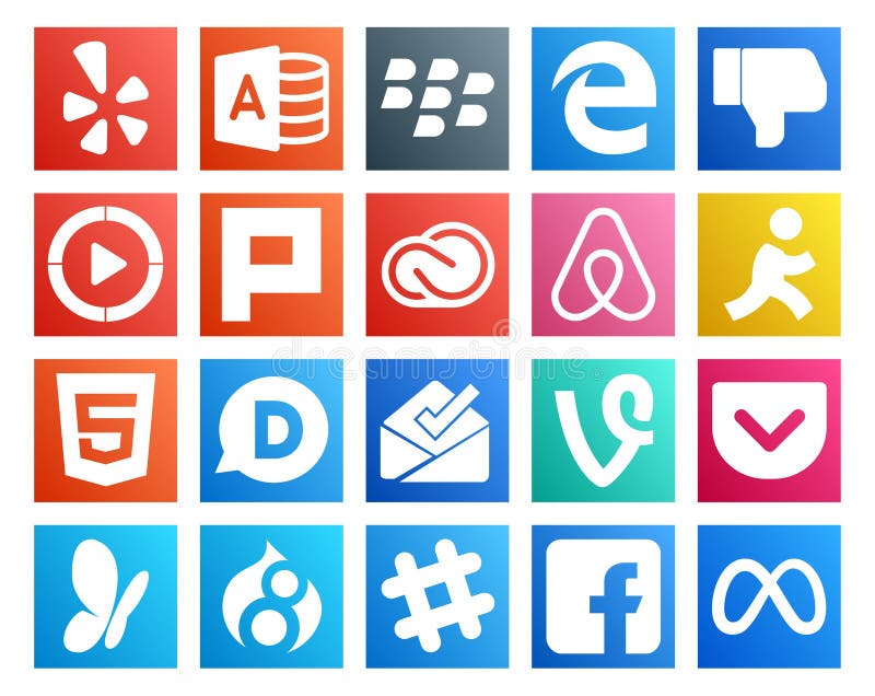 20 Social Media Icon Pack Including Pocket. Inbox. Creative Cloud ...