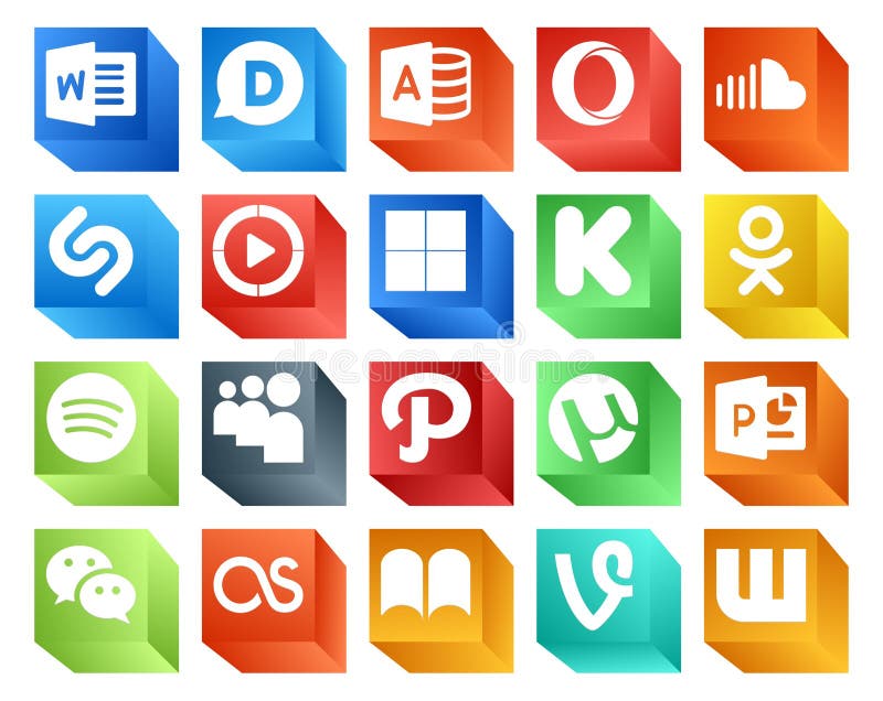 20 Social Media Icon Pack Including Powerpoint. Path. Windows Media ...