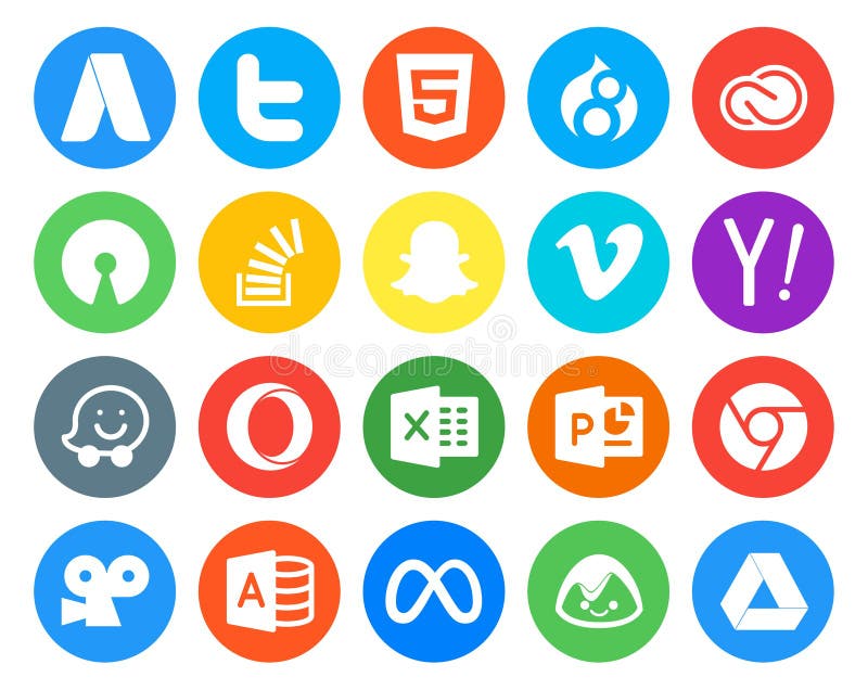 20 Social Media Icon Pack Including Search. Video. Open Source. Vimeo ...