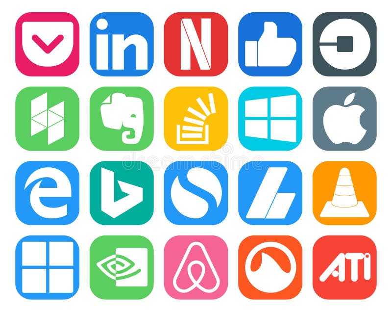 20 Social Media Icon Pack Including Simple. Edge. Evernote. Apple ...