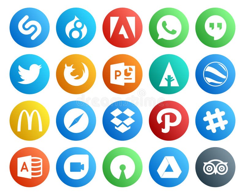 20 Social Media Icon Pack Including Slack. Dropbox. Browser. Browser ...