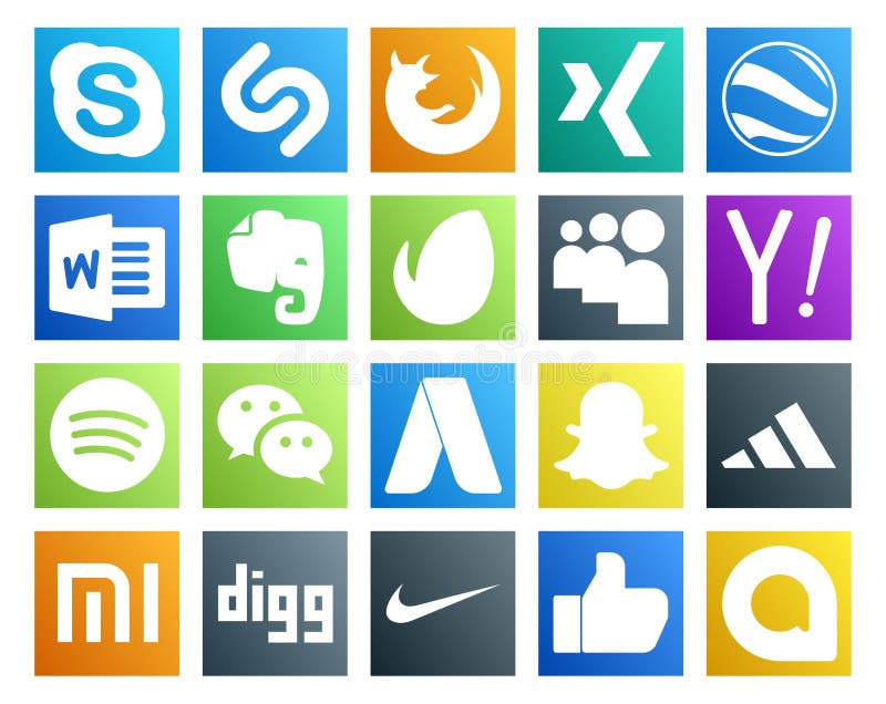 20 Social Media Icon Pack Including Snapchat. Messenger. Evernote ...