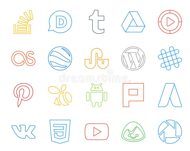 20 Social Media Icon Pack Including Swarm. Chat. Video. Slack Editorial ...