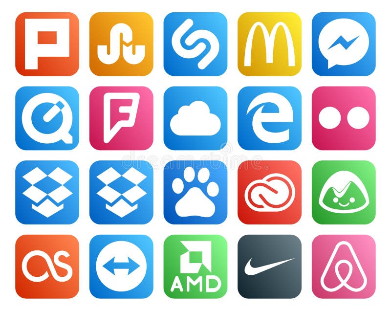 20 Social Media Icon Pack Including Teamviewer. Basecamp. Edge. Adobe ...