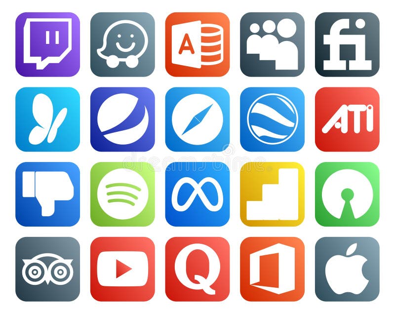20 Social Media Icon Pack Including Tripadvisor. Google Analytics ...