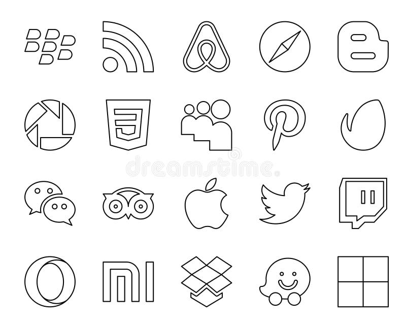 20 Social Media Icon Pack Including Tweet. Apple. Myspace. Travel ...