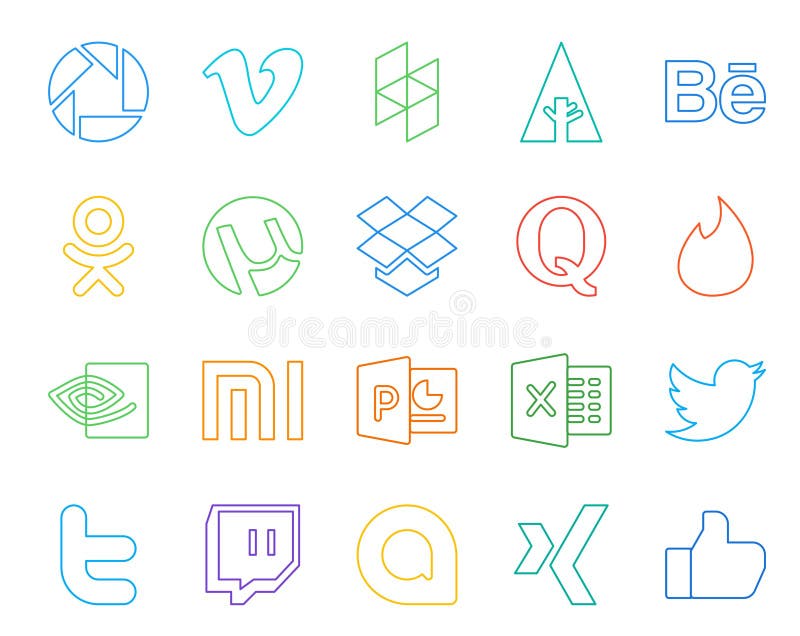 20 Social Media Icon Pack Including Tweet. Excel. Dropbox. Powerpoint ...