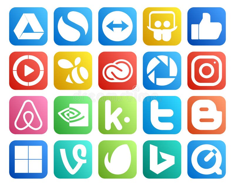 20 Social Media Icon Pack Including Tweet. Kik. Creative Cloud. Nvidia ...