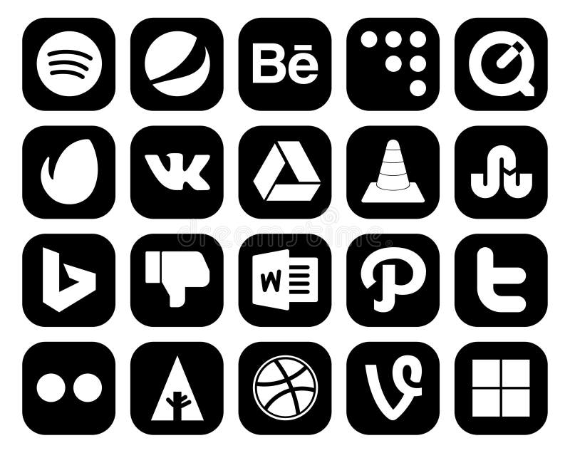 20 Social Media Icon Pack Including Tweet. Path. Vlc. Word Editorial ...