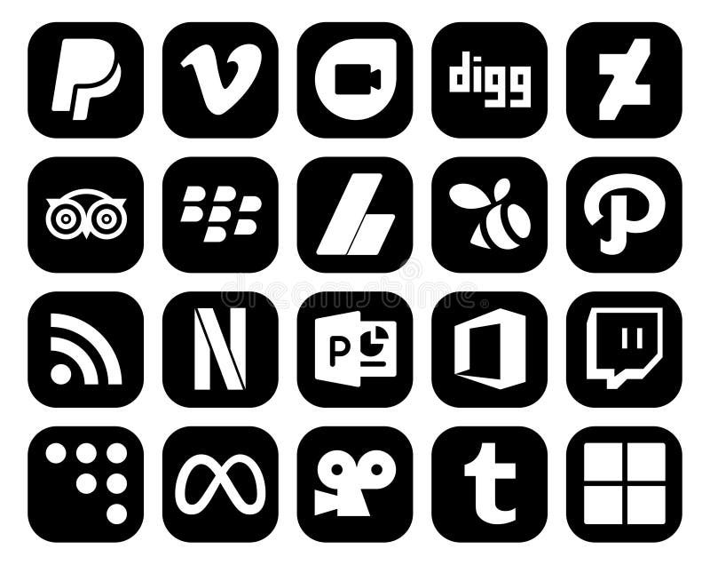 20 Social Media Icon Pack Including Twitch. Powerpoint. Blackberry ...