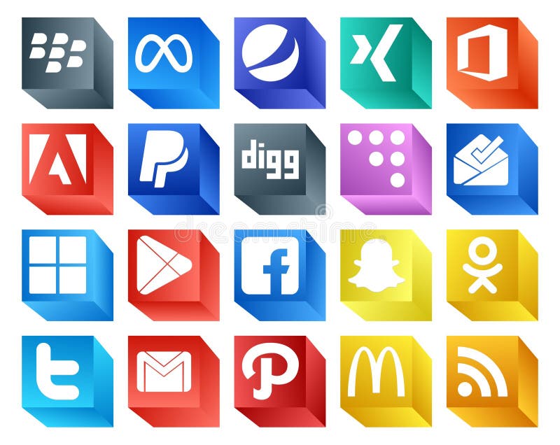 20 Social Media Icon Pack Including Twitter. Snapchat. Digg. Facebook ...