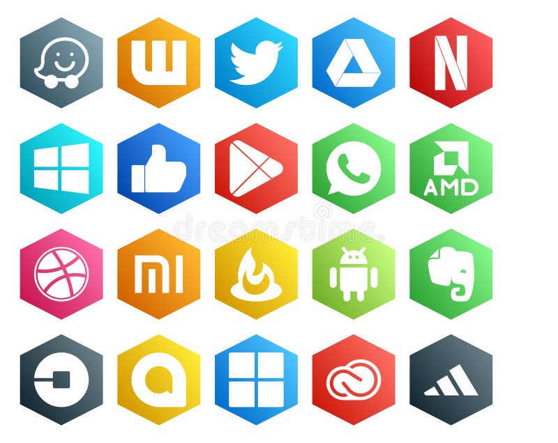 20 Social Media Icon Pack Including Uber. Android. Google Play ...