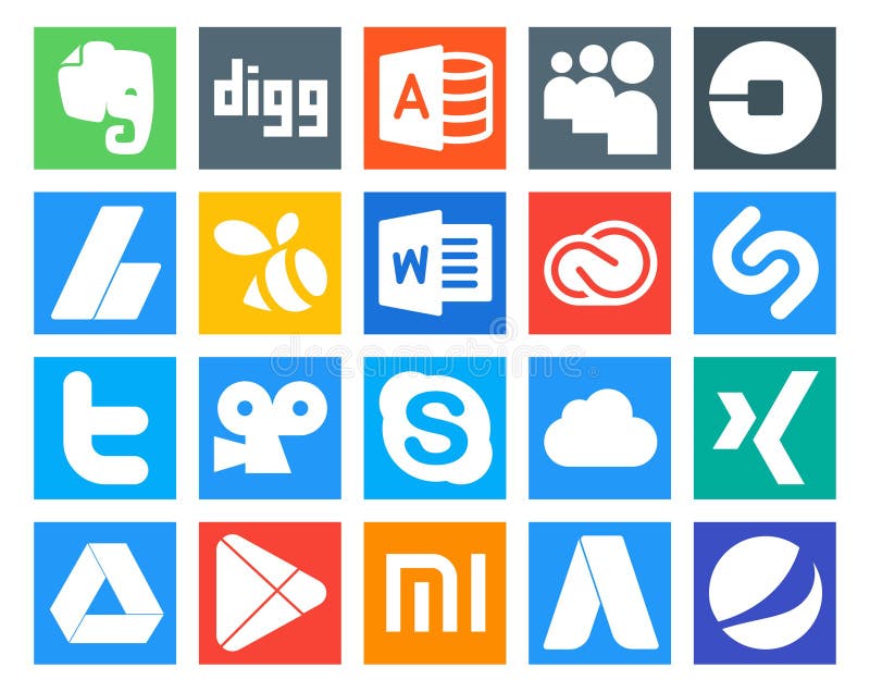 20 Social Media Icon Pack Including Viddler. Twitter. Ads. Shazam ...
