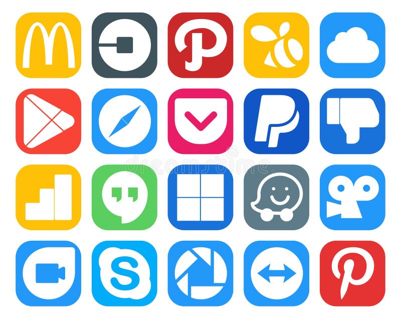 20 Social Media Icon Pack Including Waze. Hangouts. Apps. Google ...