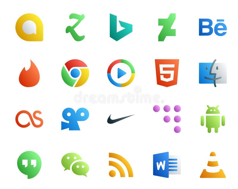 20 Social Media Icon Pack Including Wechat. Android. Video. Coderwall ...