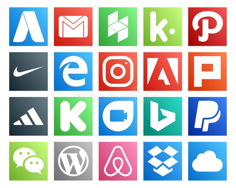 20 Social Media Icon Pack Including Wechat. Bing. Edge. Google Duo ...