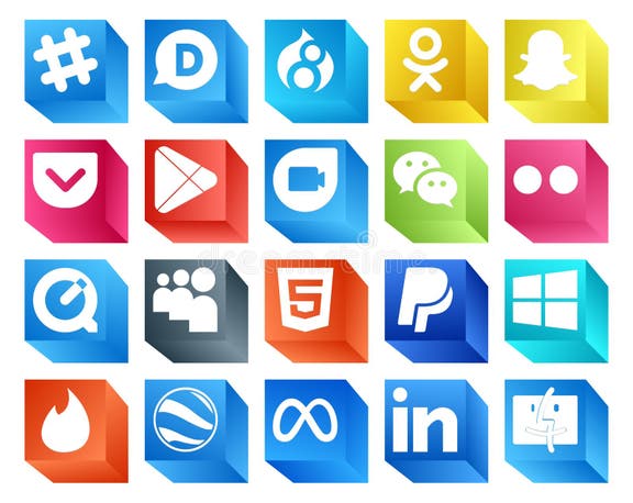 20 Social Media Icon Pack Including Windows. Html. Apps. Myspace ...