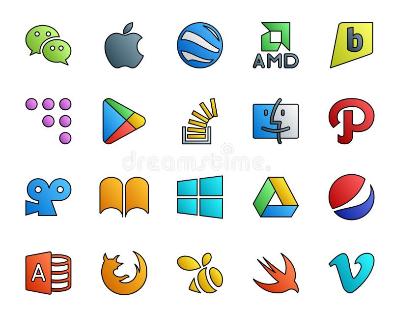20 Social Media Icon Pack Including Windows. Viddler. Apps. Path ...