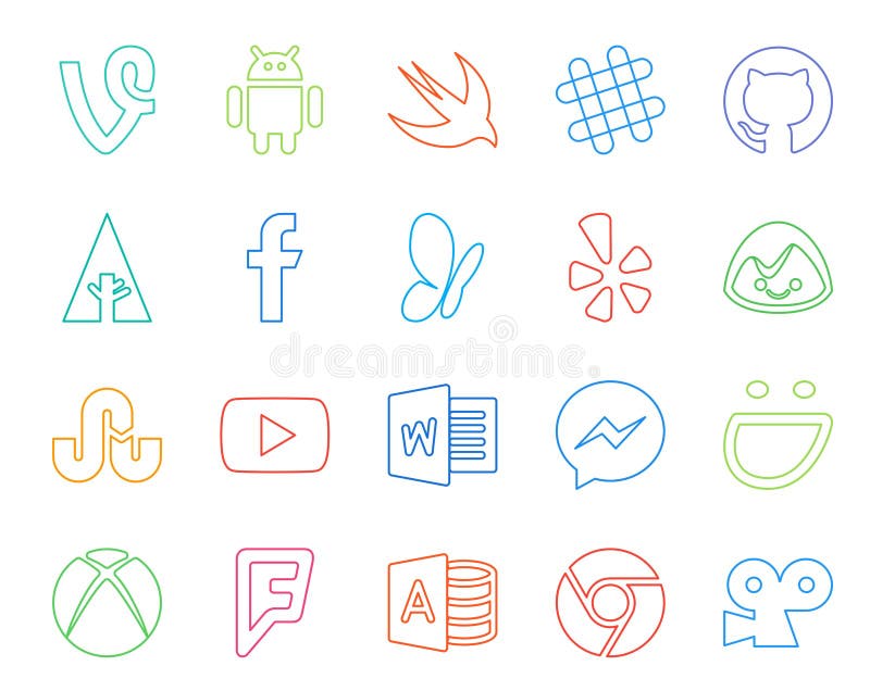 20 Social Media Icon Pack Including Xbox. Messenger. Msn. Word ...
