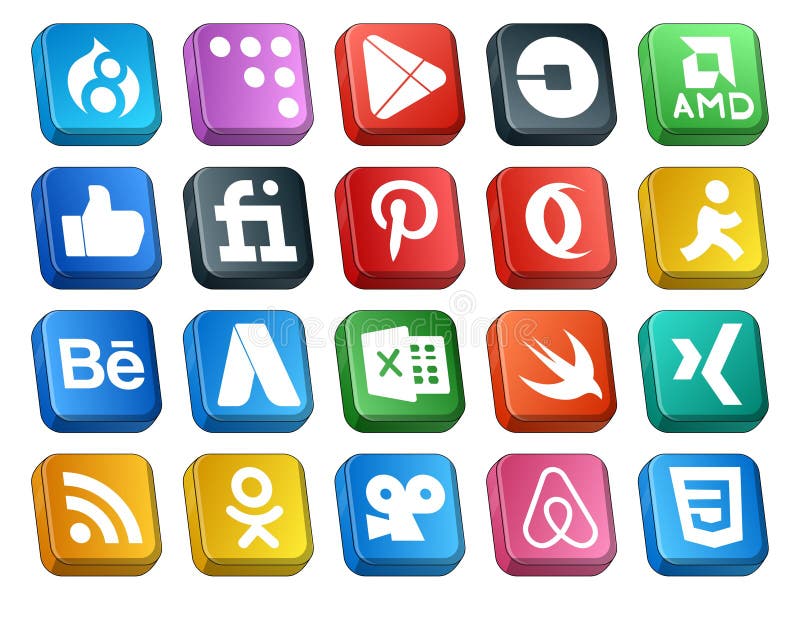 20 Social Media Icon Pack Including Xing. Excel. Like. Adwords ...