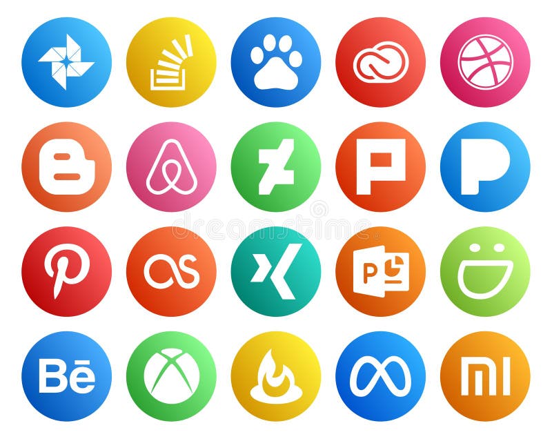 20 Social Media Icon Pack Including Xing. Pinterest. Adobe. Pandora ...