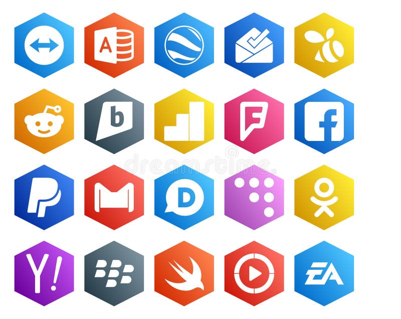 20 Social Media Icon Pack Including Yahoo. Coderwall. Foursquare ...