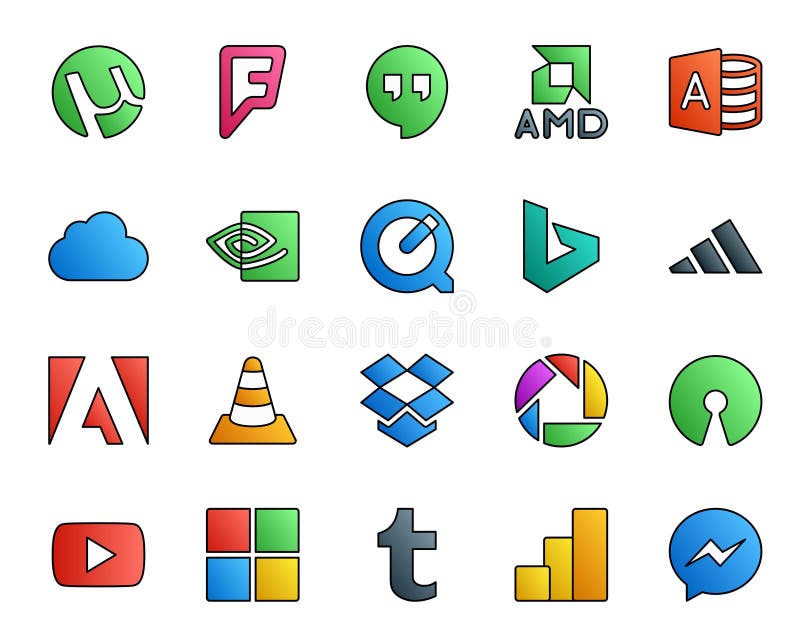 20 Social Media Icon Pack Including Youtube. Picasa. Bing. Dropbox ...