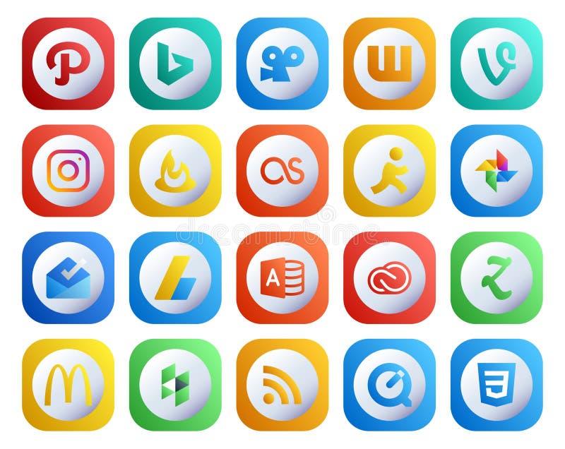 20 Social Media Icon Pack Including Zootool. Cc. Aim. Creative Cloud ...
