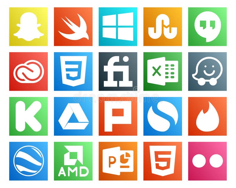 20 Social Media Icon Pack Inklusive Google Earth. Einfach. CSS. Plakat ...