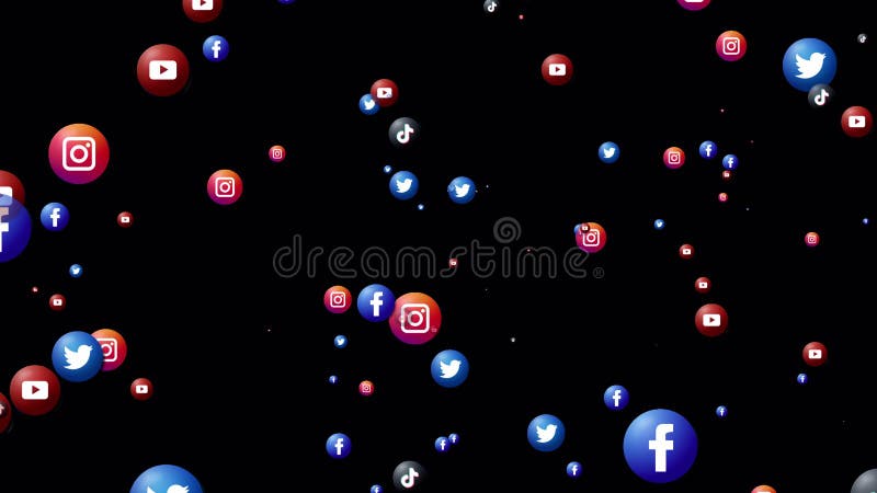 Social Media Icon Seamless Loop Animation Floating Alpha Background 4k