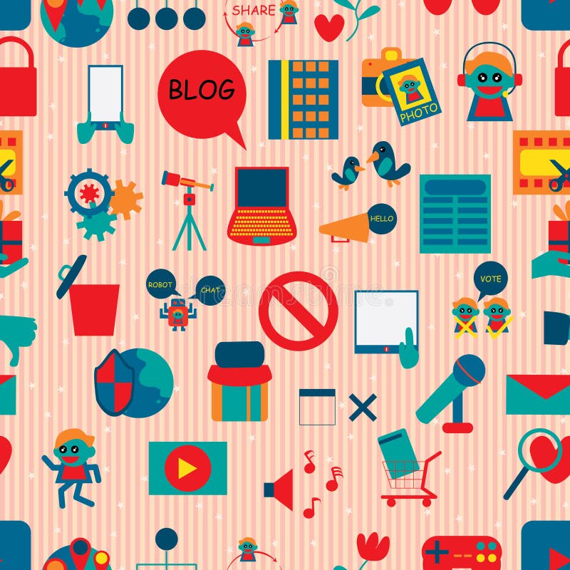 Social Media Icon 2 Seamless Pattern Stock Illustrations – 8 Social ...