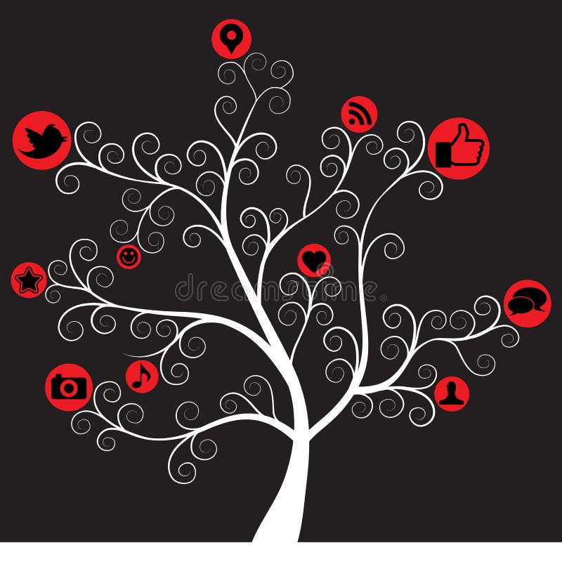 Social media icon tree stock vector. Illustration of group - 24859658