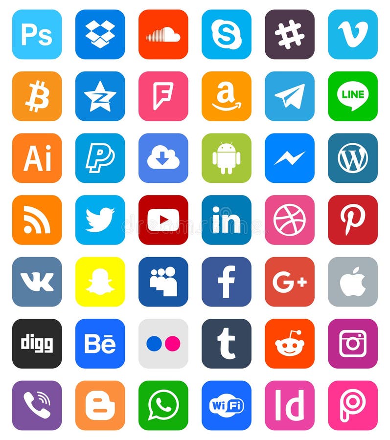 Different Social Media Icons Editorial Photo - Illustration of ...