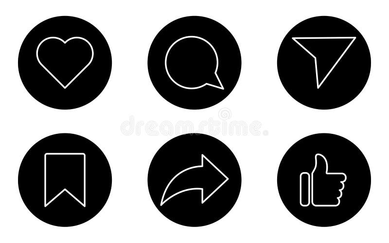 Social Media Icons Like Comment Share Save Thumb Up And Repost
