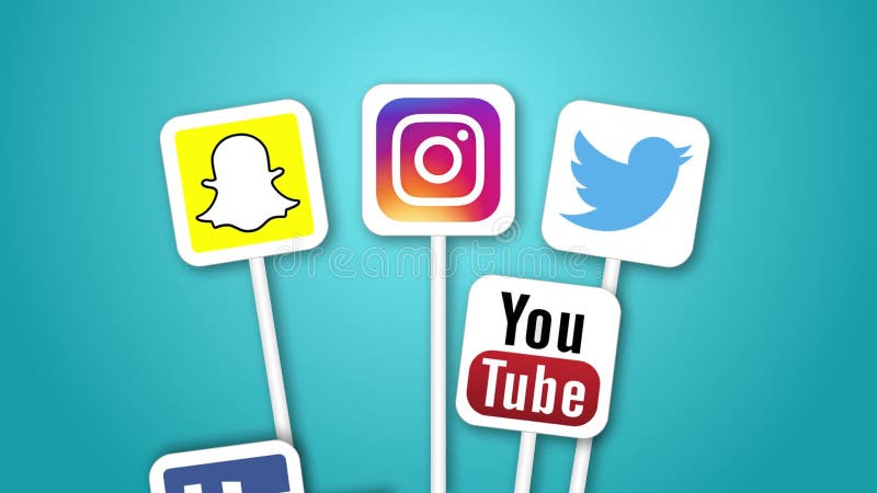 Social Media Icons Loop Animation. FullHD Stock Footage - Video of ...