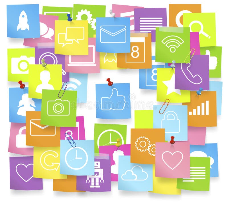 Social Media Icons on Note Pad Concept Stock Illustration ...